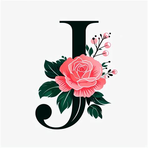 Elegant Floral Wreath Monogram With Letter J Illustration Monogram Playground