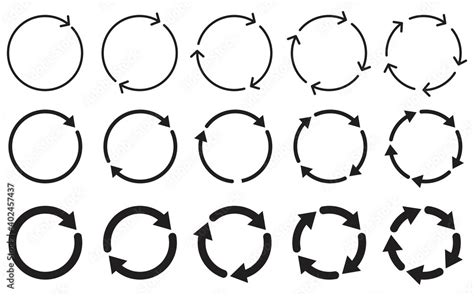 Set Of Circle Arrows Rotating Icon Round Reload Refresh Recycle