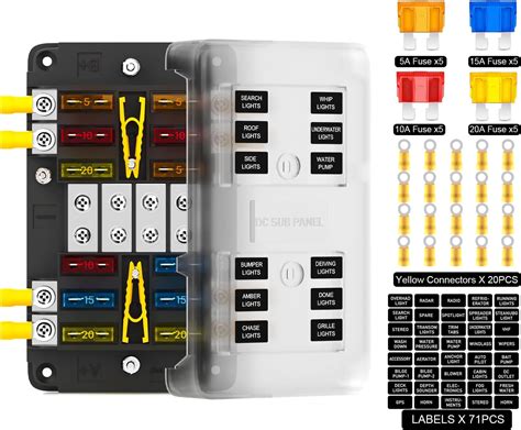 Pseqt 8 Way Circuit Fuse Block With Positive And Negative Bus Bar 12v 24v Blade