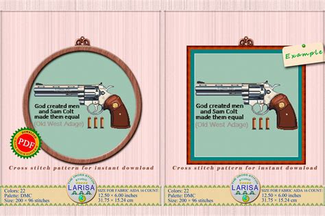 Revolver Cross Stitch Pattern Colt Python Pistol By Larisastitch