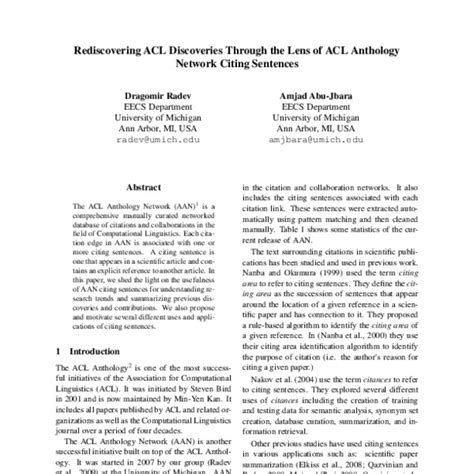 Rediscovering Acl Discoveries Through The Lens Of Acl Anthology Network