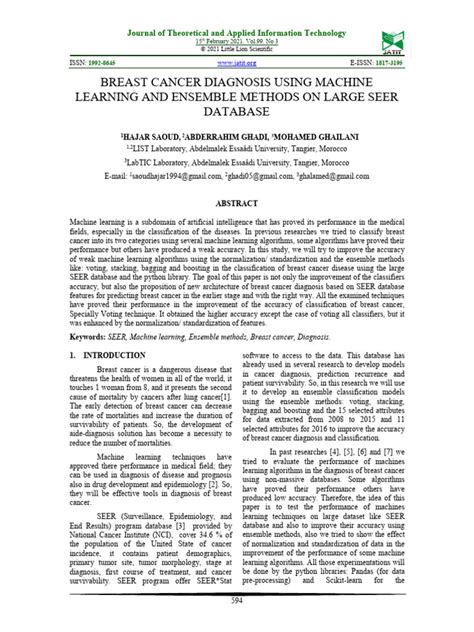 Breast Cancer Diagnosis Using Machine Pdf Machine Learning