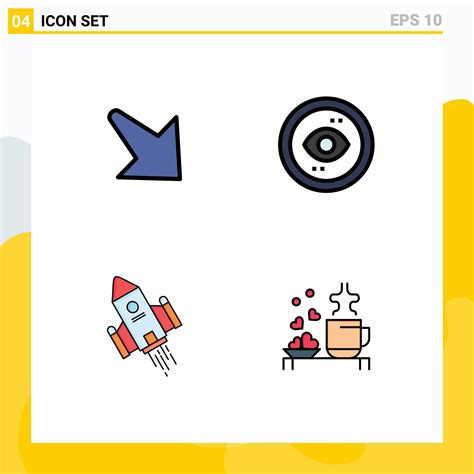 User Interface Pack Of 4 Basic Filledline Flat Colors Of Arrow Shuttle Browser Ui Rocket