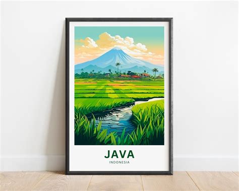Java Travel Print Java Poster Indonesia Wall Art Framed Present