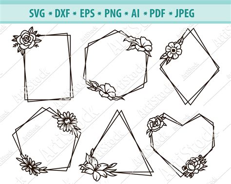 Floral Square Frame Svg Floral Border Svg Flower Border Svg Etsy My