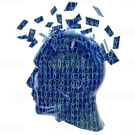 artificial intelligence concept with a head made of binary code