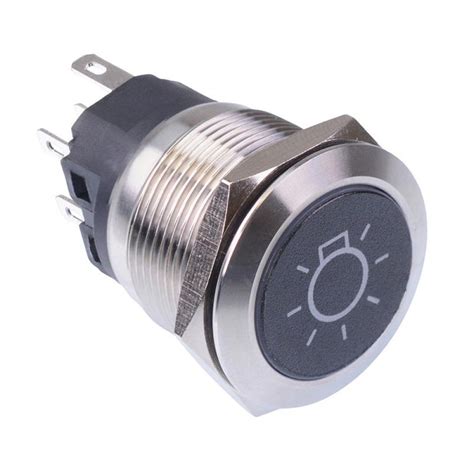 Cabin Light Red LED Latching 22mm Vandal Push Button Switch SPDT 12V