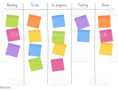 Scrum Board With Blank Sticky Note Papers For Writing Task Agile
