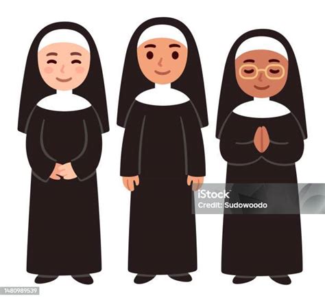 Cute Cartoon Catholic Nuns Stock Illustration Download Image Now