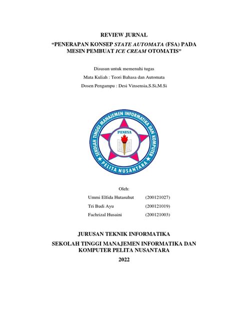 Review Jurnal Penerapan Konsep Finite State Automata Fsa Pada Mesin