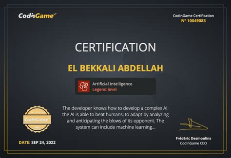 Codingame Certification