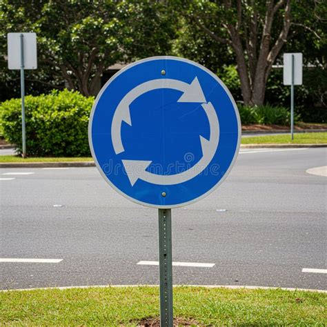 Blue Background Circular Traffic Sign