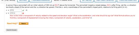 Solved A Cannon Fires A Cannonball With An Initial Velocity