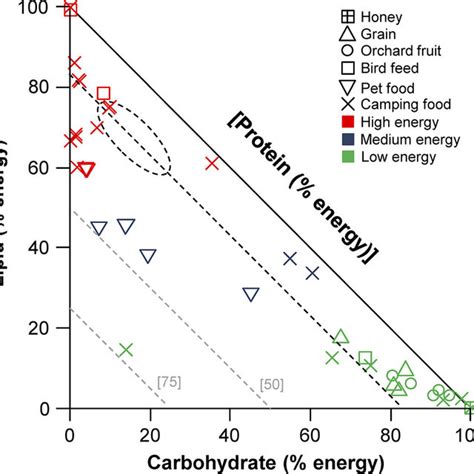 Right Angled Mixture Triangle Depicting The Estimated Macronutrient
