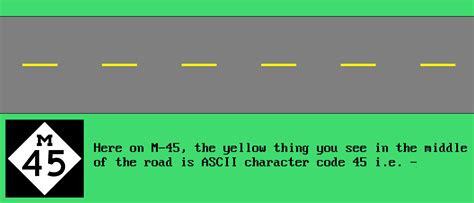 an ascii character code meme about route 45 r computer memories