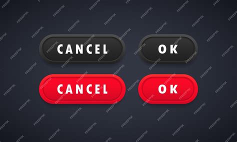 Premium Vector Ok And Cancel Web Buttons Set Rounded Buttons With