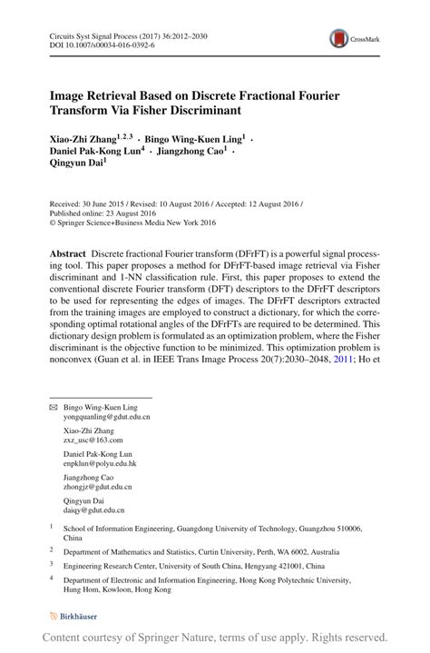 image retrieval based on discrete fractional fourier transform via