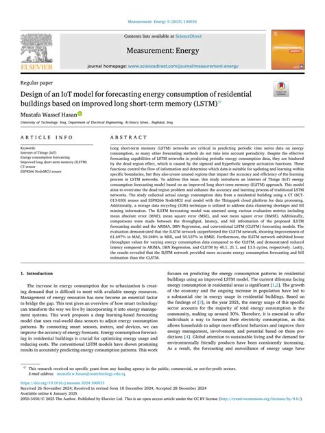 Pdf Design Of An Iot Model For Forecasting Energy Consumption Of Residential Buildings Based
