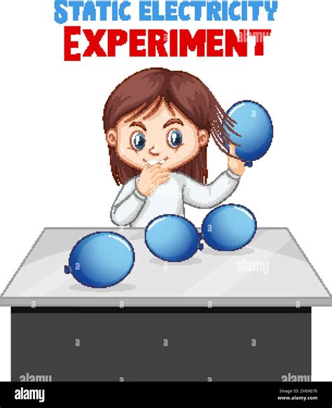 A Girl Doing Electrostatic Experiment With Balloons Illustration Stock Vector Image Art Alamy