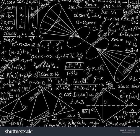 Mathematical Vector Seamless Pattern Handwritten Formulas Stock Vector Royalty Free