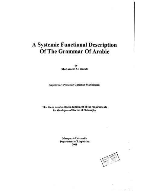 A Systemic Functional Description Of The Pdf Verb Linguistic Typology