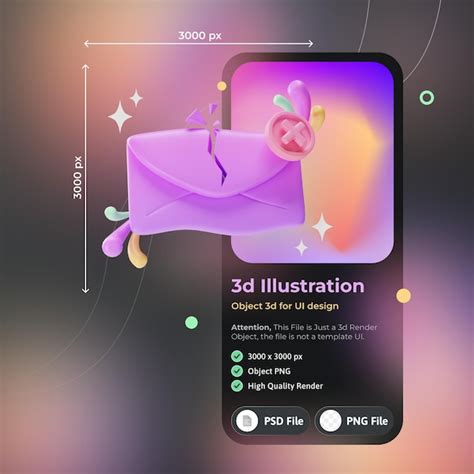 premium psd object element ui email destination 3d illustration