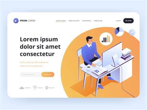 Premium Vector Young Man Working On The Computer Programmer Business Analysis Design