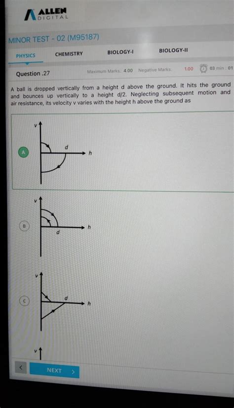 Л Allen Minor Test 02 M95187 Physics Chemistry Biology I Biology Ii Q