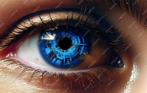Premium Photo Scifi Futuristic Cyborg Womans Eye With Bionic