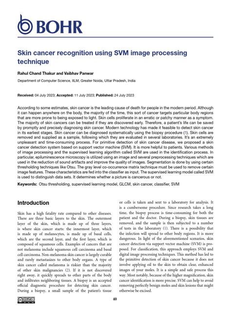Skin Cancer Recognition Using Svm Image Processing Technique Pdf
