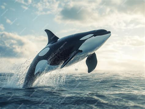 Orca Killer Whale Breaching Ocean Surface Premium Ai Generated Image
