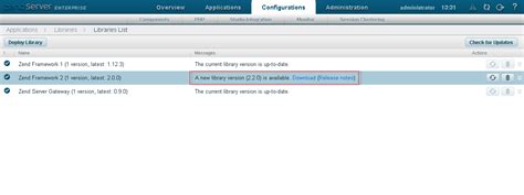 Updating Libraries Zend Server 62