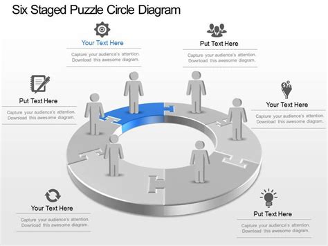 Six Staged Puzzle Circle Diagram Powerpoint Template Slide Template Presentation Sample Of