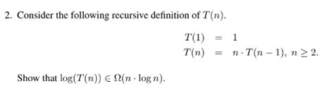 Solved Consider The Following Recursive Definition Of Chegg