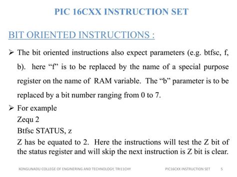Pic16cxx Instruction Set PPTX Programming Languages Computing