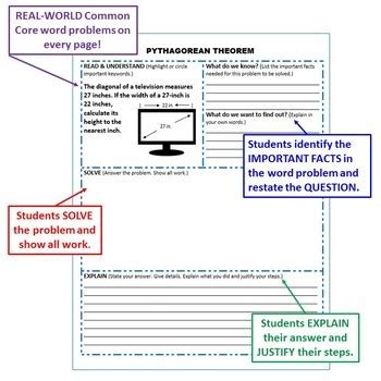 PYTHAGOREAN THEOREM Bundle Error Analysis Task Cards Word Problems