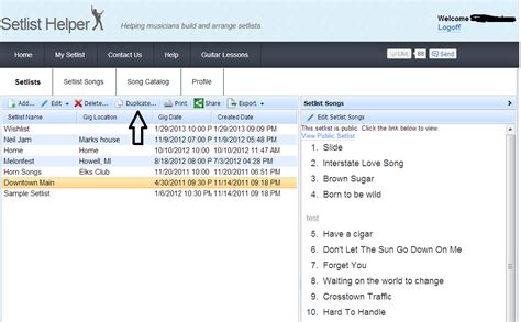Duplicate Setlists Setlist Helper Help