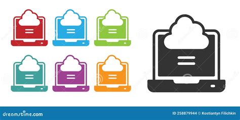 Black Network Cloud Connection Icon Isolated On White Background Social Technology Cloud