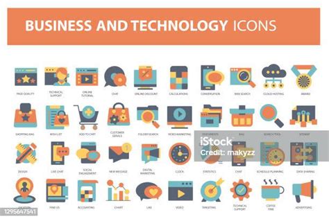 비즈니스 및 마케팅 프로그래밍 데이터 관리 인터넷 연결 소셜 네트워크 컴퓨팅 정보 아이콘이 설정됩니다 플랫 벡터 일러스트레이션 0명에 대한 스톡 벡터 아트 및 기타 이미지