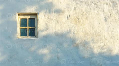 A Single Window On A White Wall With Shadowy Details 51195893 Stock