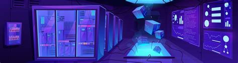 Free Vector Data Center Room Interior With Server Equipment