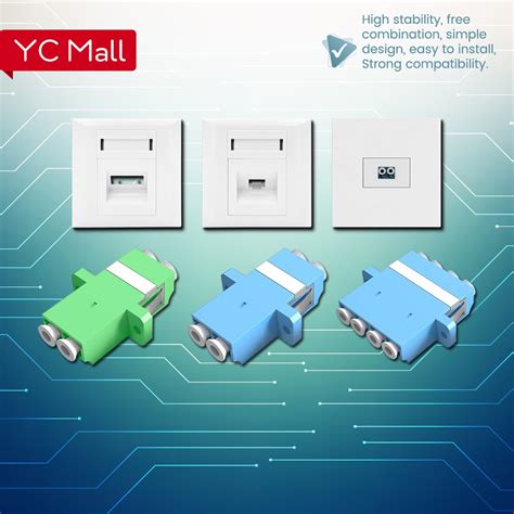 Lc Singlemode And Apc Coupler With Duplex Quadplex Fiber Optic Flat And Degree Faceplate Set