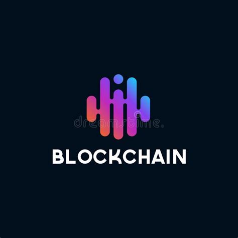 Blockchain Line Icon Logo Concept On Dark Background Cryptocurrency Data Sign Design Abstract