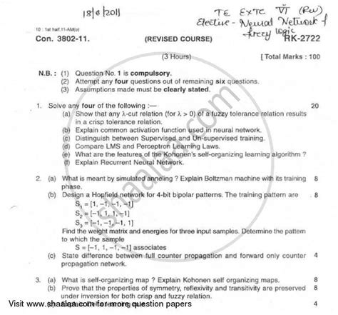 Neural Networks And Fuzzy Systems 2010 2011 Be Electronics And