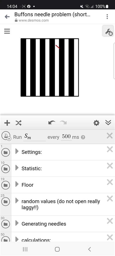 Buffons Needle Problem Simulation Short Needle Case Rdesmos