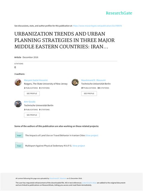 Urbanization Trends And Urban Planning Strategies In Three Major Middle