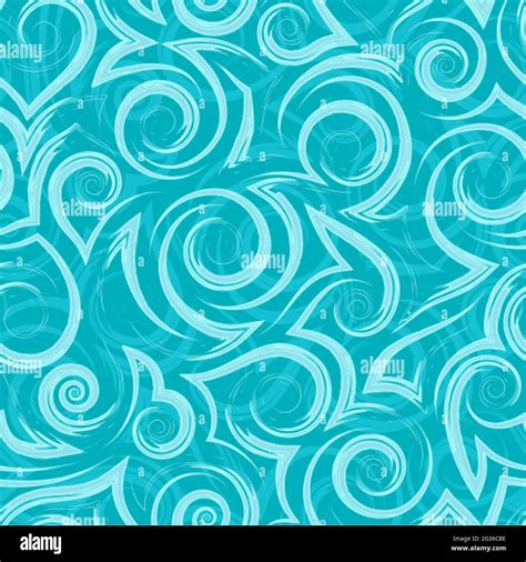 Vector Turquoise Geometric Seamless Pattern Of Flowing Spirals Curls And Cornersvector Nautical