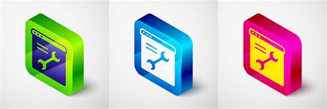 회색 배경에서 격리된 등소 브라우저 설정 아이콘입니다 조정 서비스 유지 보수 수리 고정 정사각형 버튼입니다 벡터 3차원 형태에 대한 스톡 벡터 아트 및 기타 이미지 Istock