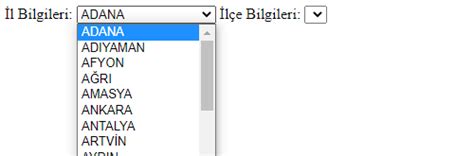 php javascript mysql İl İlçe seçim kutusu yapımı tasarım kodlama