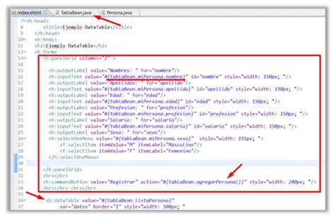 CoDejaVu USO DEL DATA TABLE EN JSF
